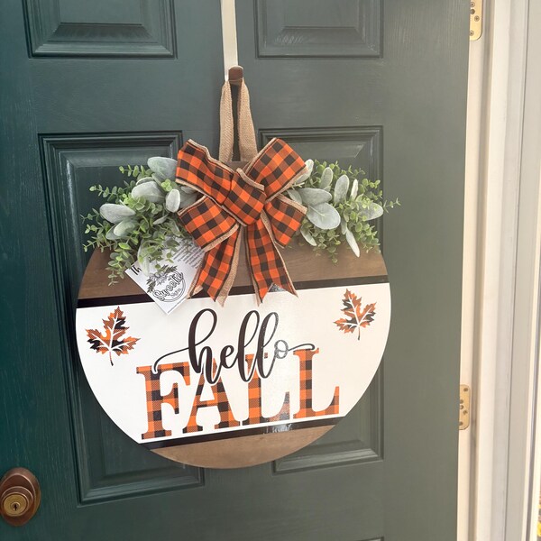 Fall Front Door Decor | Hello Fall | Fall Door Hanger | Fall Welcome ...