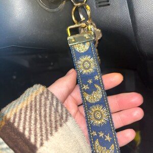 Sun and Moon Key Fob, With Brass Plated Hardware - Etsy