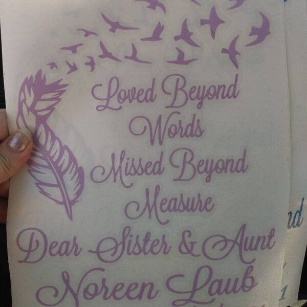 Loved Beyond Words, Missed Beyond Measure Car Decal, in Loving Memory ...