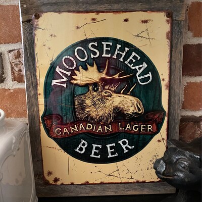 Moosehead Beer Metal Sign Barn Wood Frame Bar Decor Man Babe Cave - Etsy