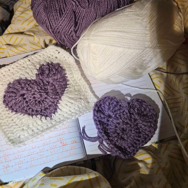 Large Heart Granny Square Pattern | Crochet Heart Applique | PDF ...