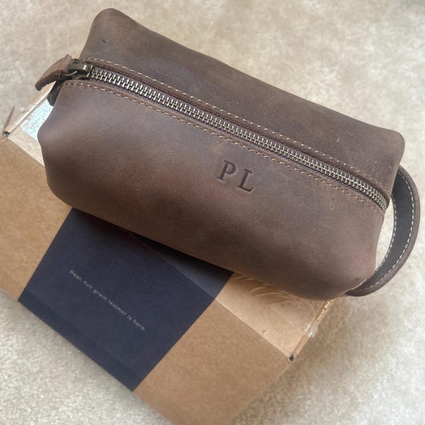 MONOGRAMMED Dopp Kit Mens Leather Dopp Personalized Groomsmen Gift ...