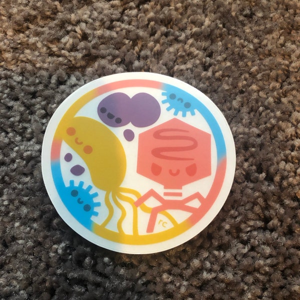 Transparent Pastel Microbiology Vinyl Sticker, Cute Vinyl Sticker ...