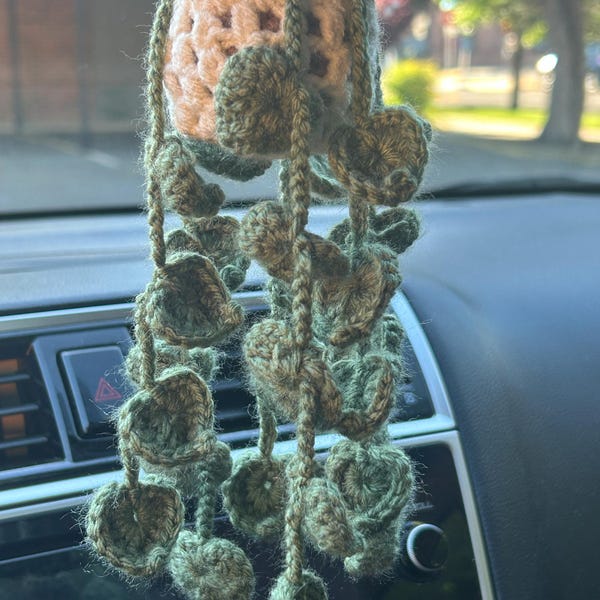 Pothos Plant Crochet Pattern, Car Hanging Plant Pattern, Car Hanging ...