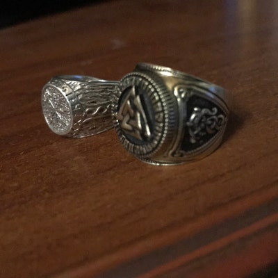 Viking Ring, Valknut Ring, Futhark Ring, Runic Ring, Odin Nordic Ring ...