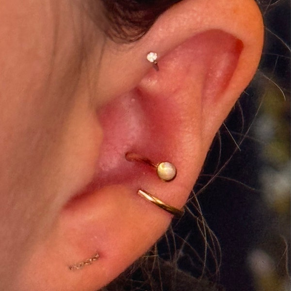 Moonstone Conch Hoop Gold Filled, Conch Ring in 16 Gauge, 18 Gauge, 20 ...