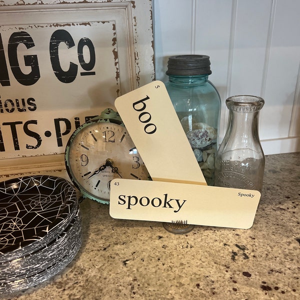 HALLOWEEN Flash Cards LARGE Vintage Inspired Word Flashcard SET of 8 ...