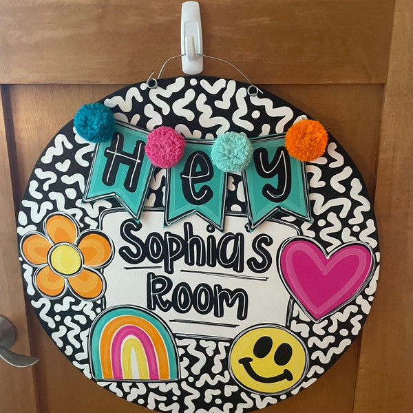 Teacher Door Hanger, Classroom Door Hanger, Back to School, Retro Door ...