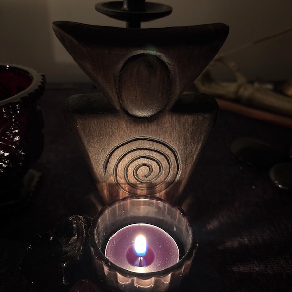 Goddess Statue + Horned God | Cernunnos Triple Moon Moon Phase Art ...