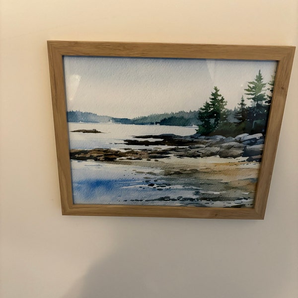 Ocean Beach Painting Seascape Watercolor Nautical Art Print Neutral ...