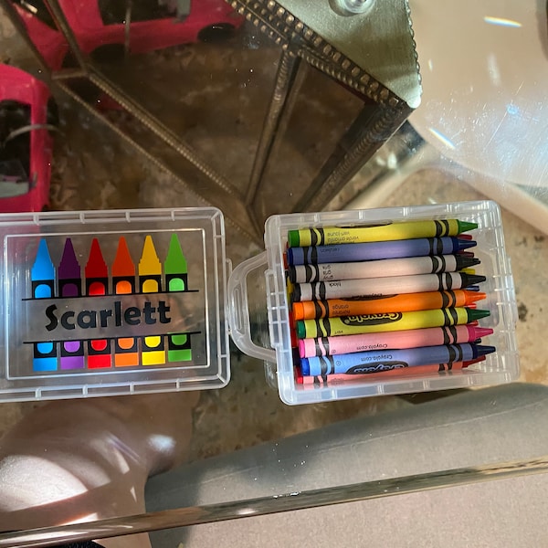 Back to School Supplies Personalized Crayon Box, Craft Storage ...