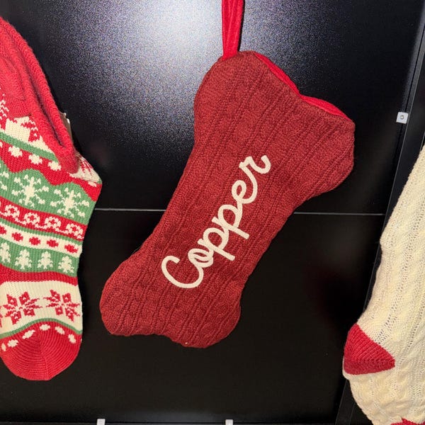 2025 Personalized Dog Bone Christmas Stocking, Handmade Custom Pet Name ...