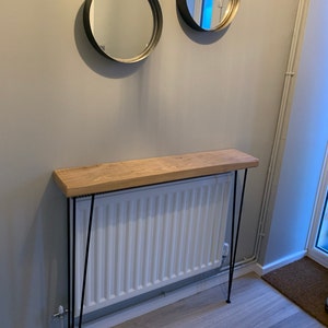 Rustic wood console table with hairpin legs thick rustic | Etsy