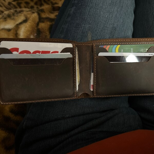 Slim Leather Wallet, DATE NIGHT, Personalized Bifold Wallet, Handmade ...