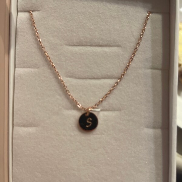 Initial Disc Necklace | Small Coin Initial Necklace | Gold Letter ...