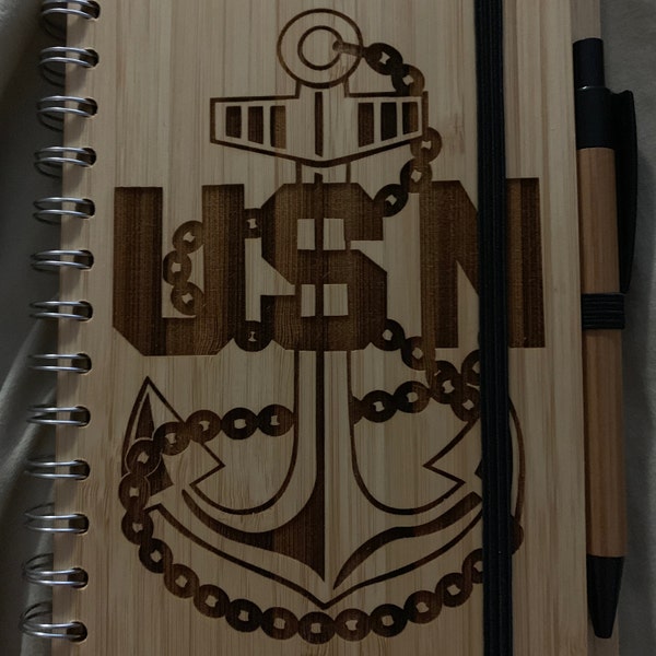 US Navy Chief Bamboo Notebook With Pen: CPO Gift - Etsy