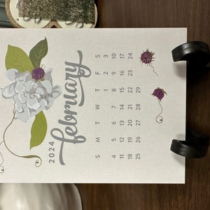 2024 Desk Calendar With Wood Stand, Flora Desk Calendar 2024, Standard ...