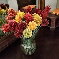 Fall Pine Cone Flowers, ONE DOZEN, ORIGINAL, on 12-inch Stems ...