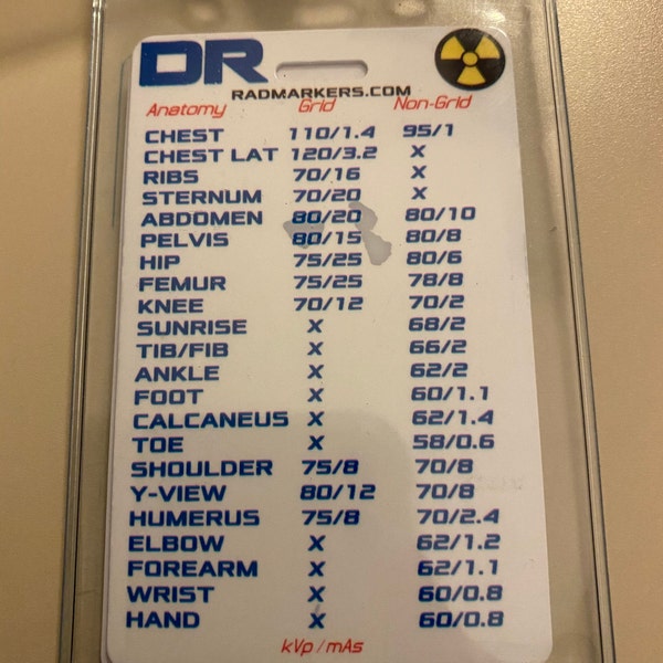 CR or DR Technique Chart for X-ray Technologist - Etsy