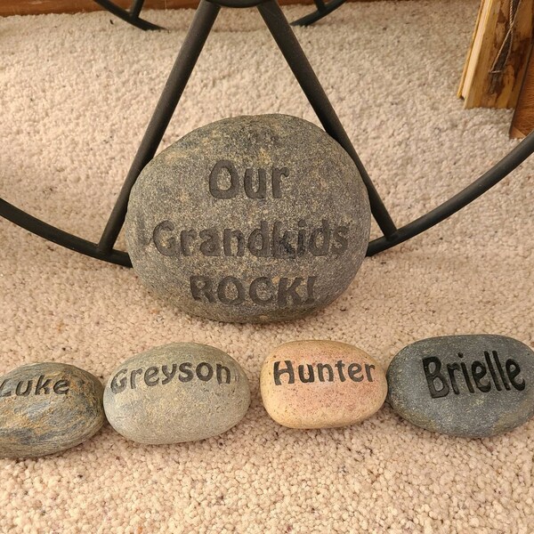 2 Custom Engraved Name Rocks: Sandblasted Garden Stones - Etsy