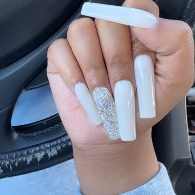 Milky Nails White Nails Classy Nails Press on Nails XL Square Nails - Etsy
