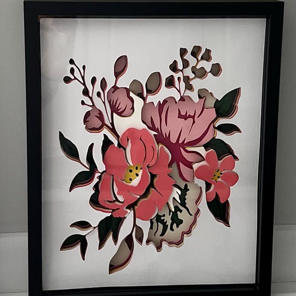 SVG: Layered English Rose Shadow Box. Digital Download. Paper Cutting ...