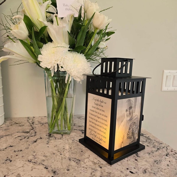 Keep the Light On, Photo Lantern, Memorial Lantern ,memorial Candle ...