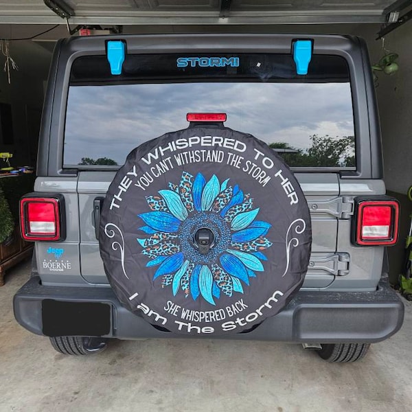 I Am the Storm, Spare Tire Covers for Women, Blue Sunflower Tire Cover ...