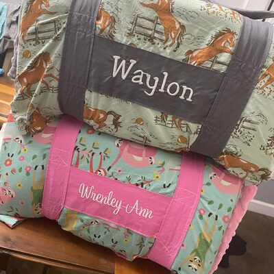 Pink Mint Blooms Rose Garden Flower Kids Nap Mat, Personalized ...