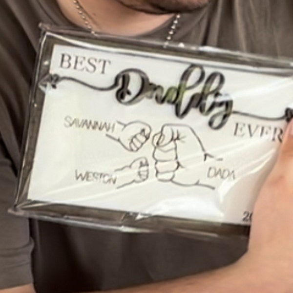 Personalized Father's Day Gift, Fist Bump, Dad and Kids Framed Sign ...