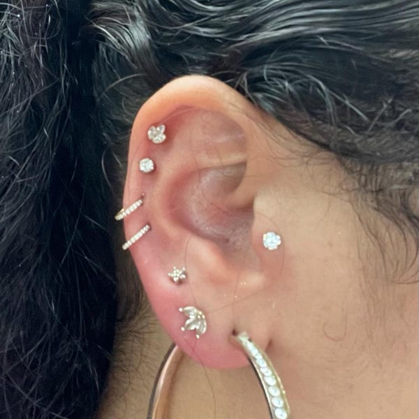 14K Solid Gold Threadless Zodiac Sign Tops/push-in Labret/12 ...