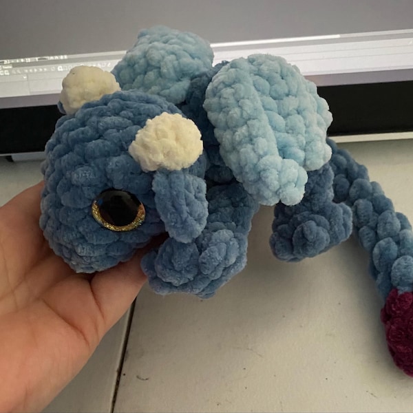 One Crochet Small Baby Dragon Plushie, Handmade Stuffie, Personalised Colours, Amigurumi Toy ...