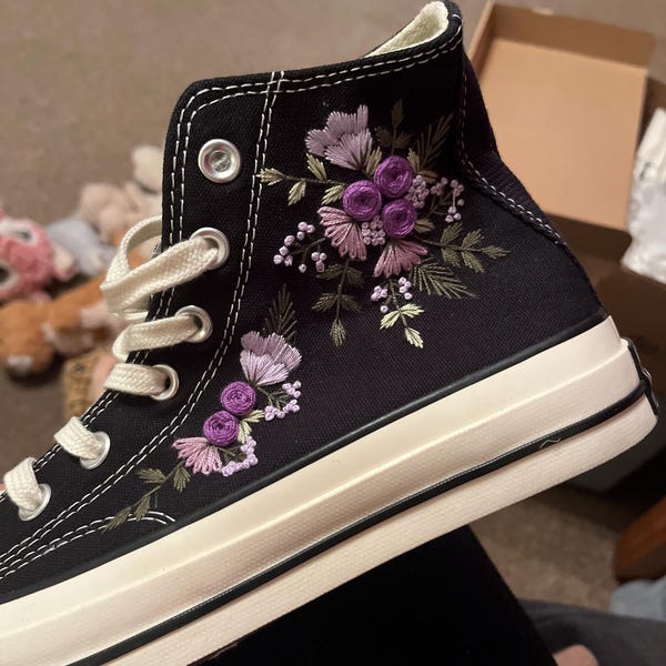 Embroidered Converse/ Flower Converse/ Converse Low Tops Flower ...