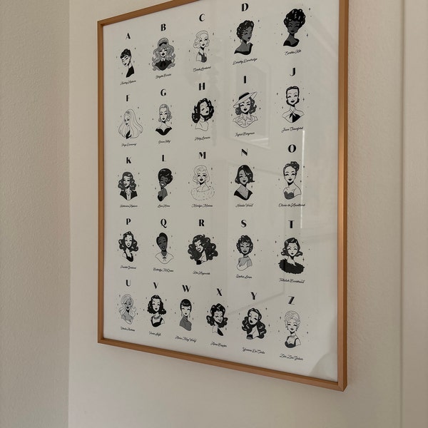 Vintage Hollywood Alphabet Poster • Starlet • A to Z - Etsy