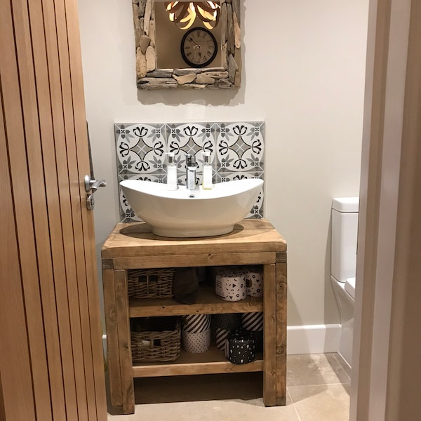 Rustic Washstand Sink Unit Hand Crafted Rustic Bathroom Vanity Unit ...