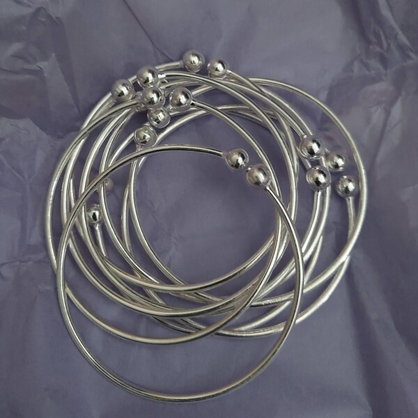 Thick West Indian Bangles, Set of 9 Bangles, 10mm Ball Silver Bangles ...