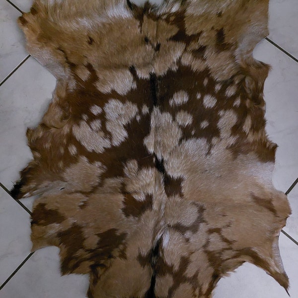Goat Fur Rug | Rustic Brown and White | Goat Hide Rug | Animal Skin ...