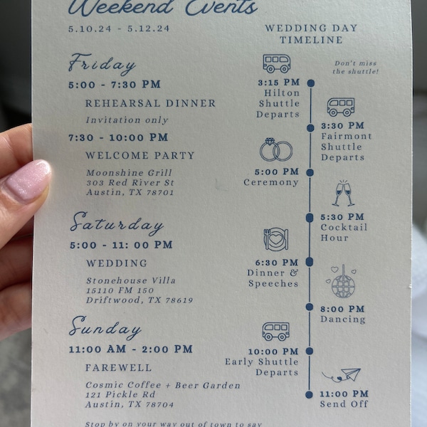 Wedding Weekend Itinerary - Digital Canva Template - Etsy