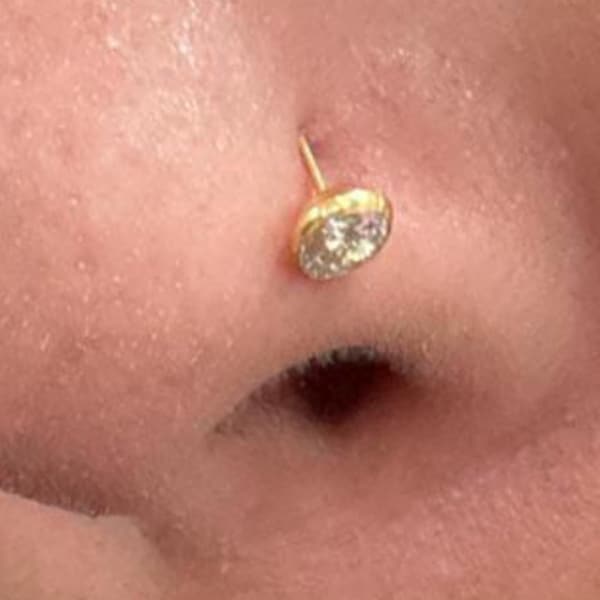 Indian Nose Stud 18k Small Nose Ring Tiny Nose Stud Gold Nose Piercing ...