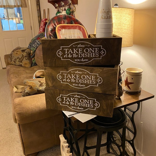 SVG / DXF - Paper Plate Caddy "please Take One or Do Dishes Your Choice ...