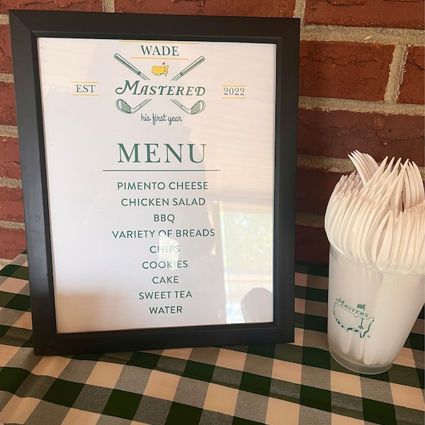Golf Menu Sign, Golf Clubs, Table Sign, Mastered First Year, Masters ...