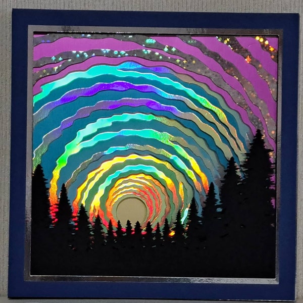 3d Northern Lights Shadow Box Svg, Aurora Borealis Shadow Box Svg, 3d ...