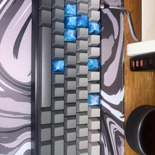 Dark Marble Keycap - Custom Resin Artisan (black & White Swirl) | OEM ...
