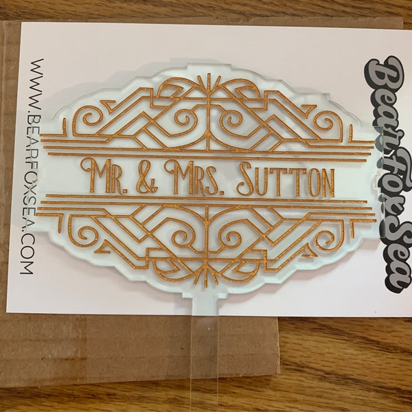 Gold Wedding Cake Topper, Art Deco Wedding Cake Topper, Roaring 20’s ...