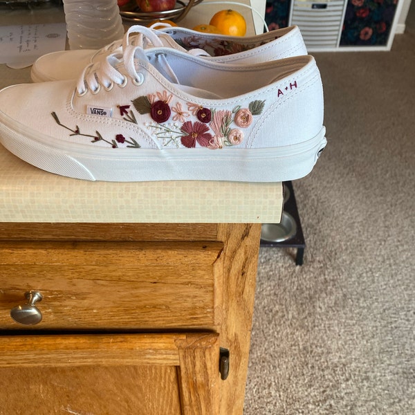 Custom Embroidered Vans Shoes by Hand to Order, Personalized Embroidery ...