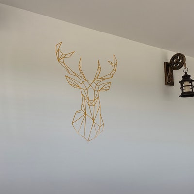 Geometric Buck Stag Deer Head Minimal Wall Art Decal Interior Design ...