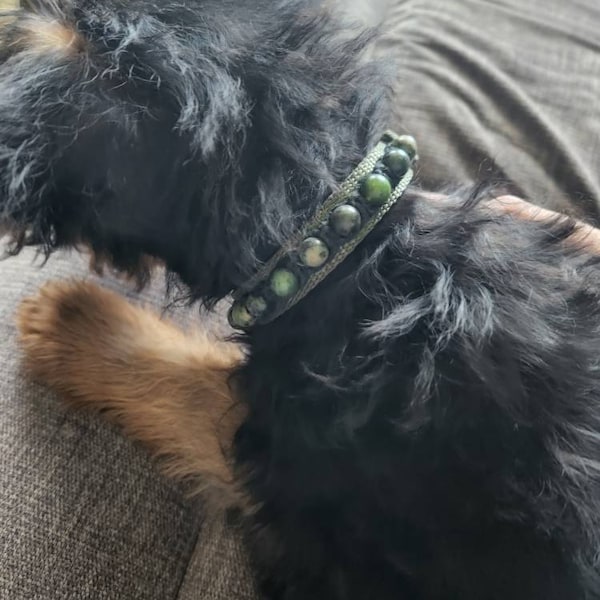 Jade Dog Collar - Crystal Dog Collar - Crystal Healing Collar - Dog ...