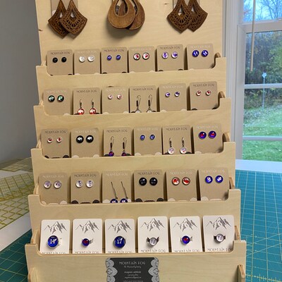 5 Tiered XL Earring Cards Display, Holds 25 Cards, Countertop 5 Tier ...