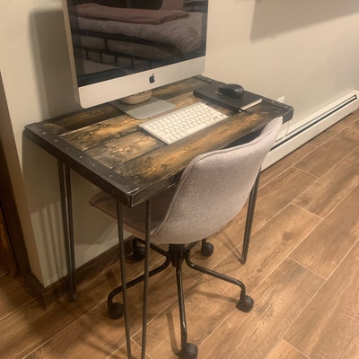Tortured Reclaimed Distressed Industrial Wood Desk With Rebar Hairpin ...