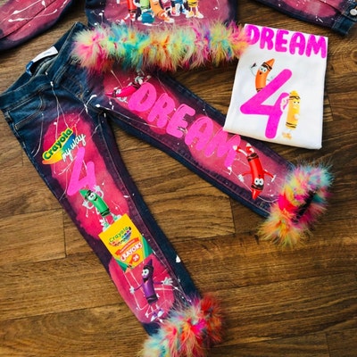 Girls Outfit Birthday Outfit Custom Denim Set Any Party - Etsy